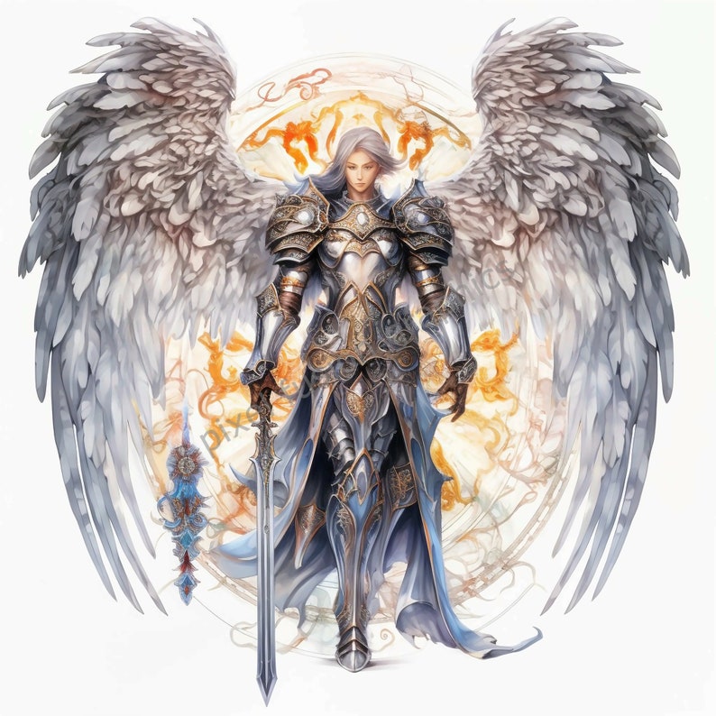 Arch Angels Watercolor Clip Art, Fighting Angels, High Quality ...