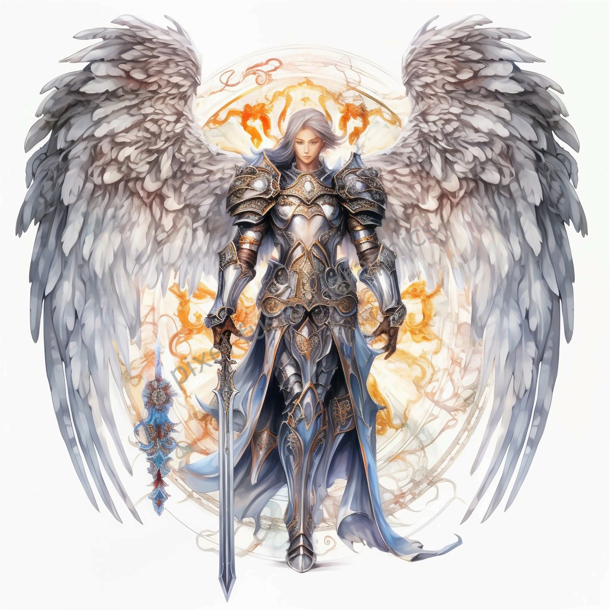 Arch Angels Watercolor Clip Art, Fighting Angels, High Quality ...