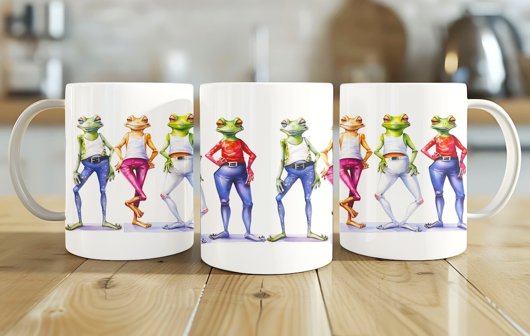 Funny Frogs Cartoon Style Mug Sublimation, Seamless Wraparound 11oz and ...