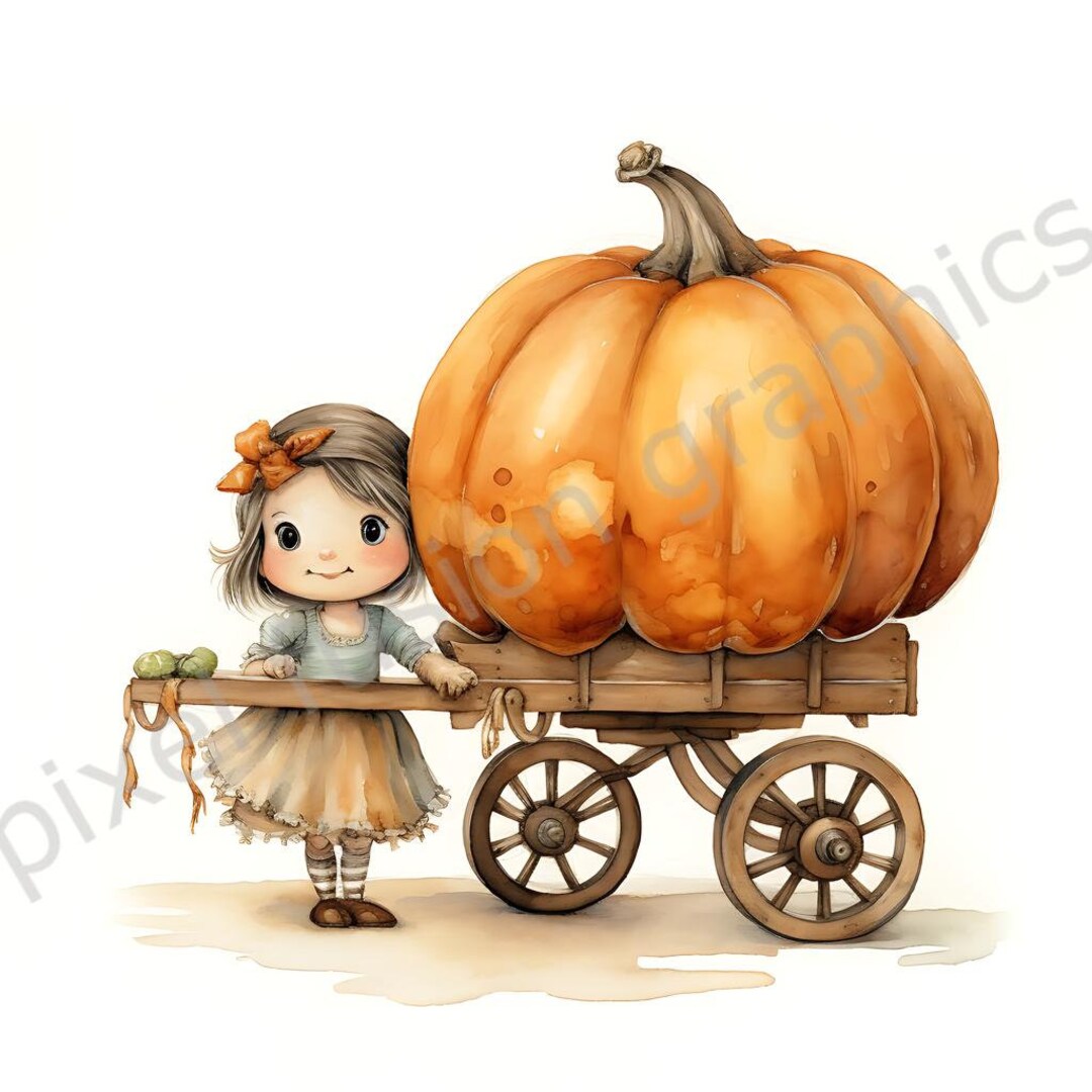 Fall Harvest Season Watercolor Clip Art Fall Children Playing Designs ...