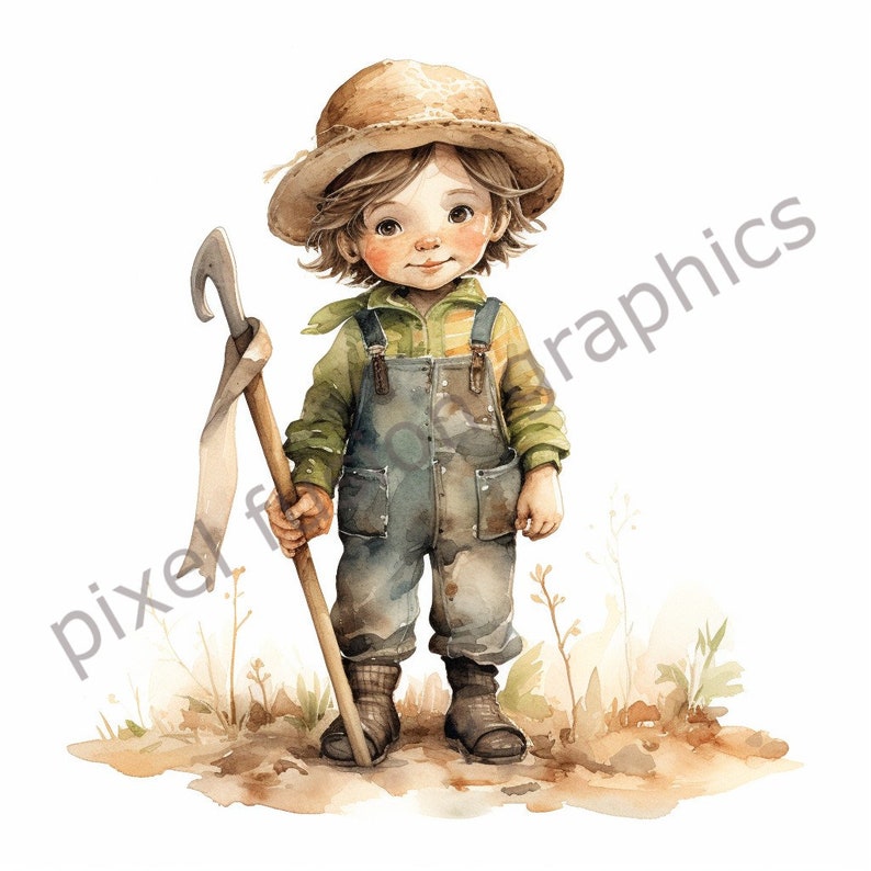 Gardeners Watercolor Clip Art, High Quality Resolution,300 DPI, Cute ...