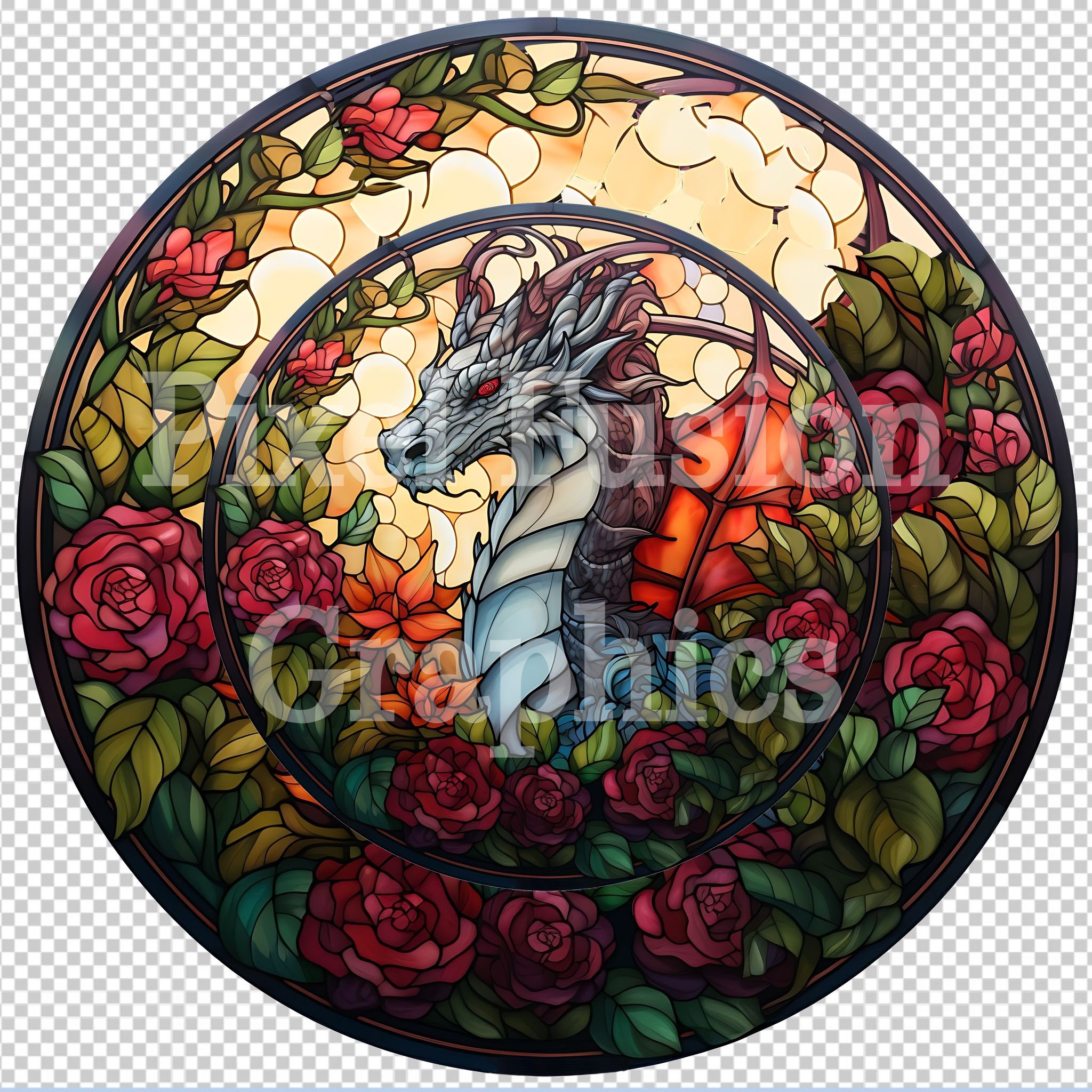 Dragon Stained Glass Wind Spinner PNG, Stained Glass Design, Spring ...