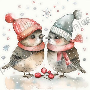 Cute Winter Birds Clip Art Watercolor Whimsical Bird Clip Art 10 JPG ...