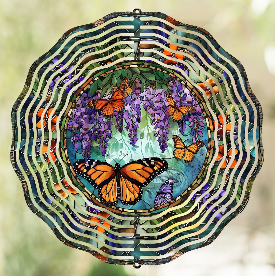 Monarch Butterflies Wind Spinner PNG Garden Decor Spring Floral ...