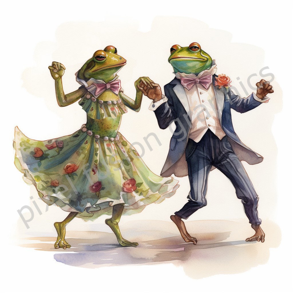Dancing Frogs Watercolor Clip Art, High Quality Resolution, 300 DPI ...