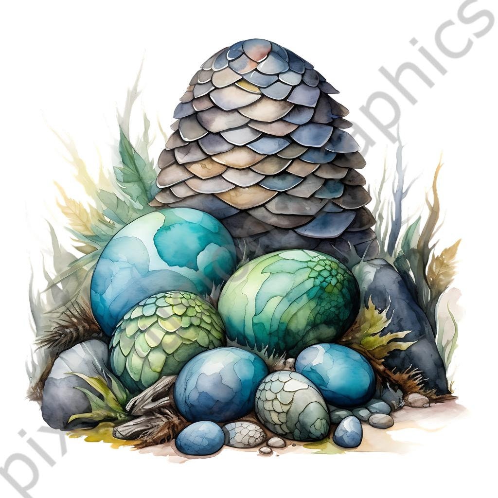 Dragon Eggs Clipart, Watercolor Clipart, Dragon Clipart, PNG Digital ...