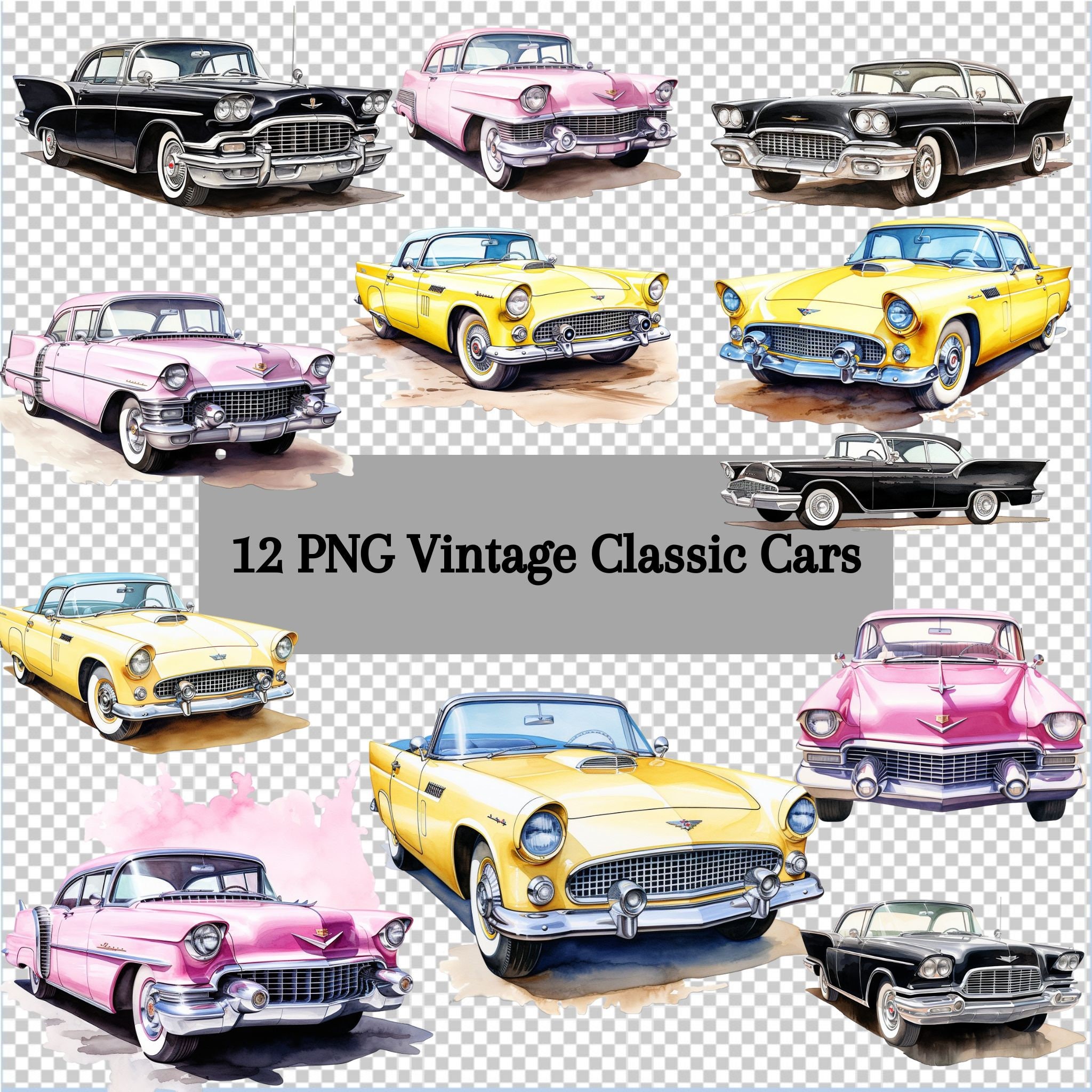 Classic Cars Clip Art, Vintage Cars, PNG Cars, Cadillac , Ford ...