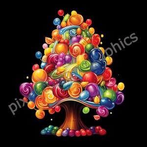 Candy Tree Clip Art, 12 Whimsical PNG Images, Digital Planners, Junk ...