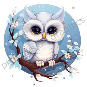 Cute Baby Owls Clip Art in Watercolor, High Quality Resolution, 300 DPI, Instant Download ...