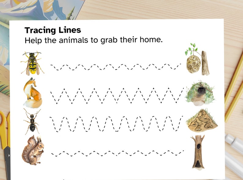 Practice Tracing Homeschool Worksheet for Preschool Kindergartener - Etsy