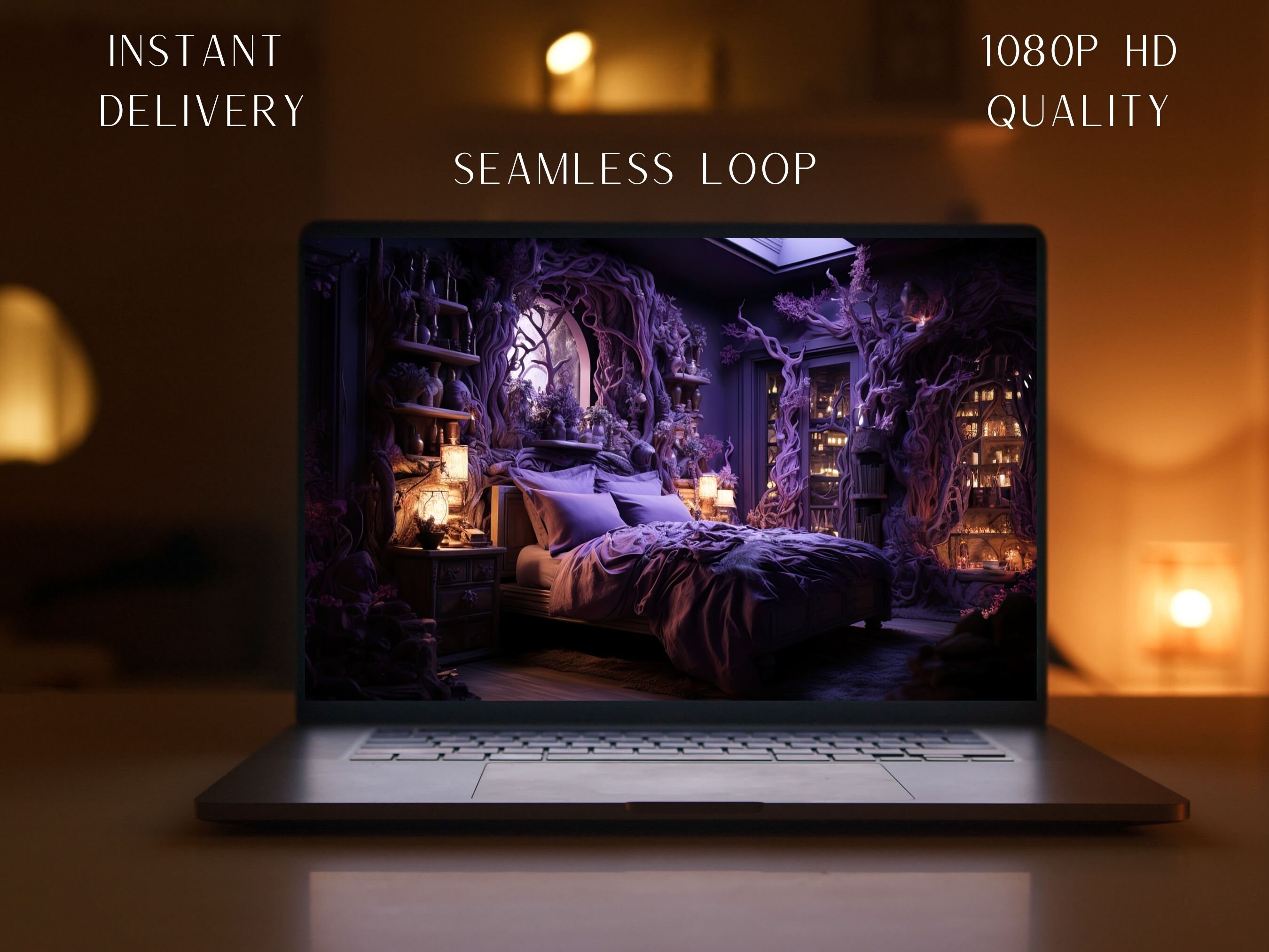 Animated Background for Zoom, Purple Gothic Bedroom, Stream Overlay ...