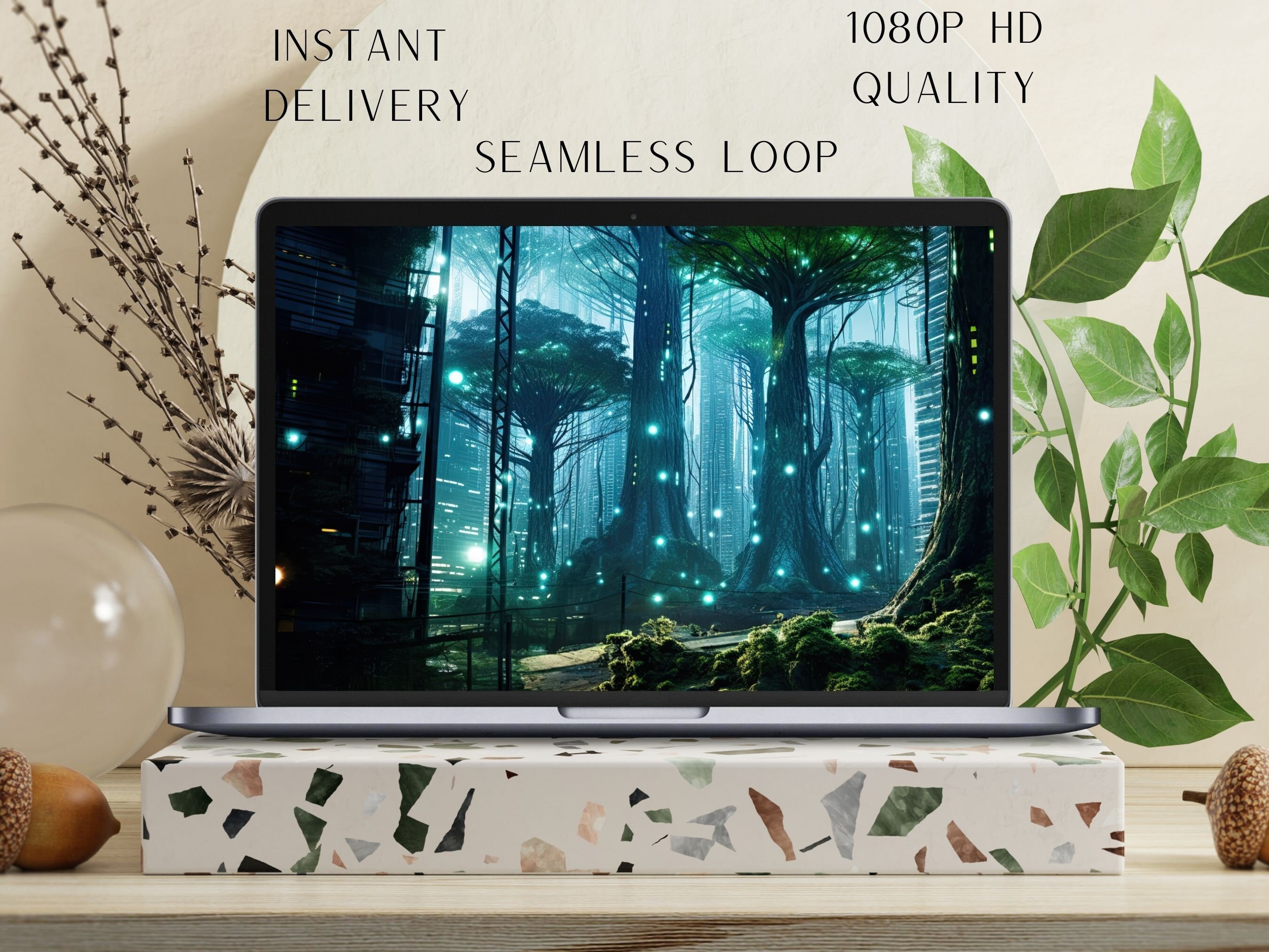 Animated Background for Zoom, Twitch, Cyberpunk Forest, Stream Overlay ...