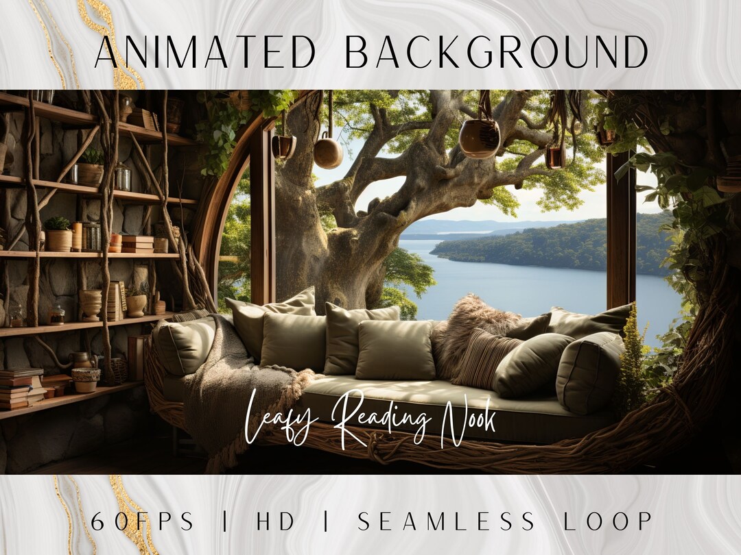 Animated Background for Zoom, Leafy Reading Nook, Stream Overlay ...