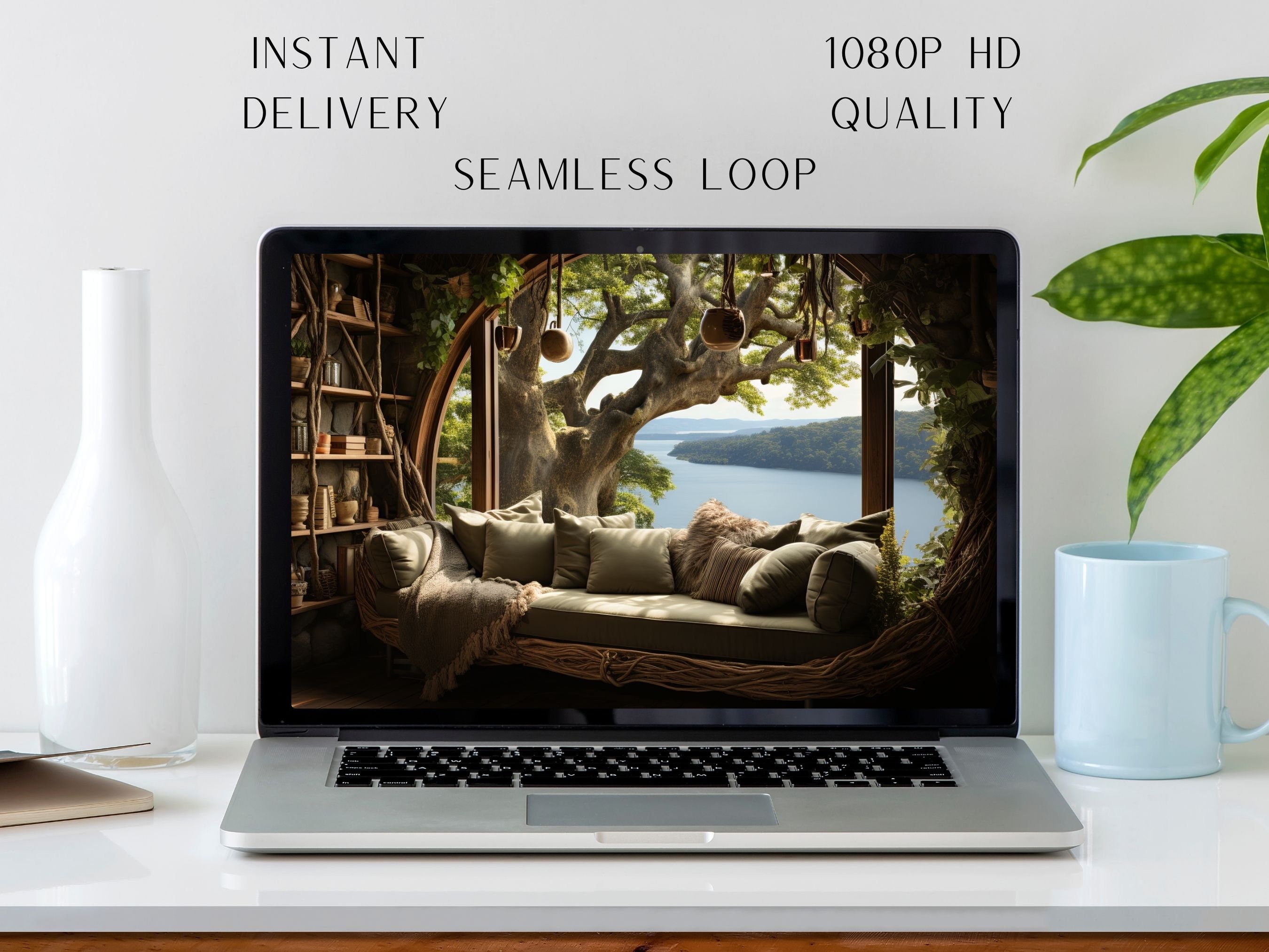 Animated Background for Zoom, Leafy Reading Nook, Stream Overlay ...