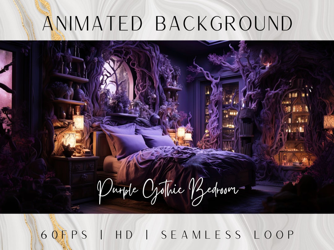 Animated Background for Zoom, Purple Gothic Bedroom, Stream Overlay ...