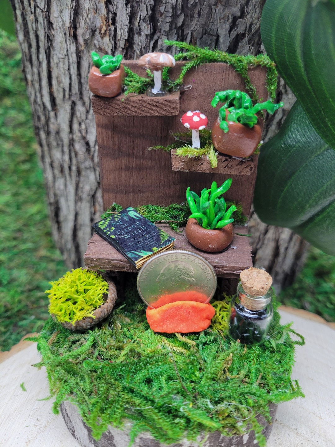 Miniature Fairy Plant Stand With Mushrooms. - Etsy