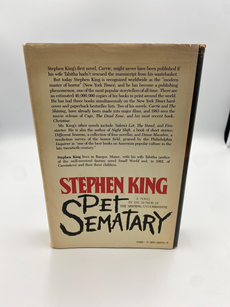 Pet Sematary Stephen King First Edition, First Printing ( 1982 Error ...