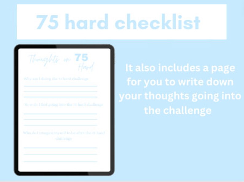 75 Hard Fitness Checklist Digital Planner - Etsy