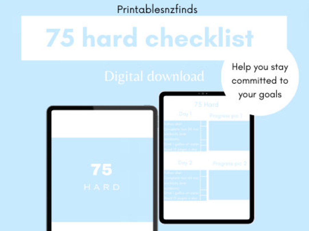 75 Hard Fitness Checklist Digital Planner - Etsy