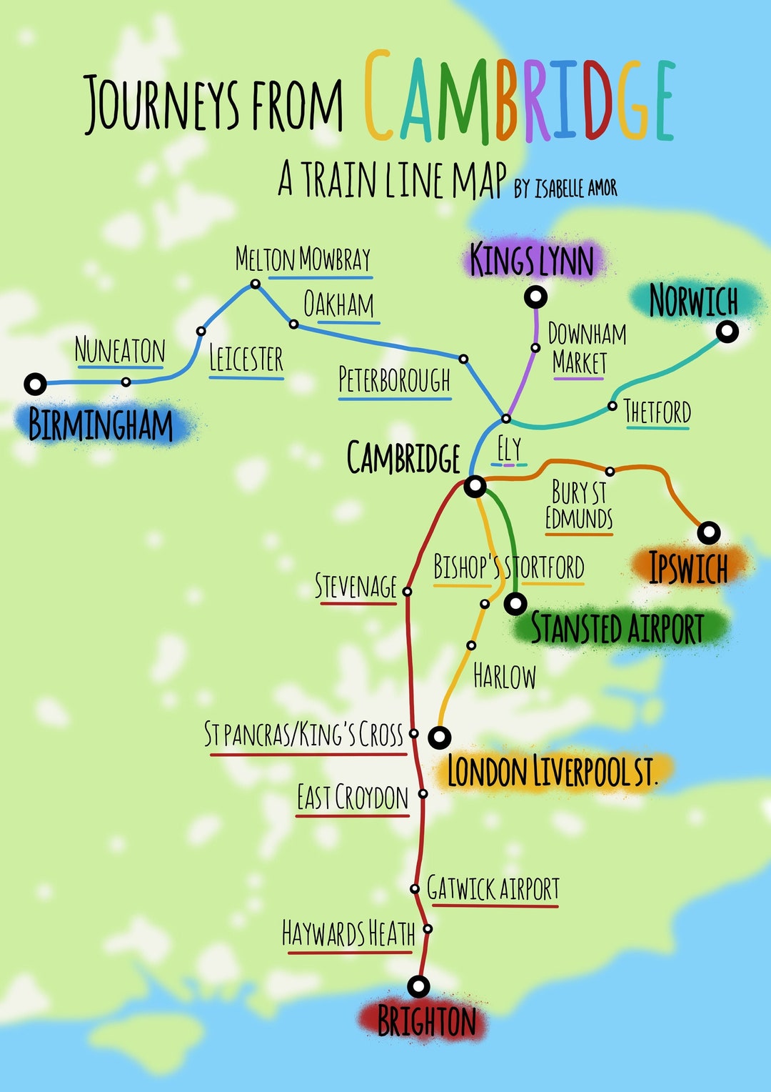 Cambridge Train Line Map - Etsy