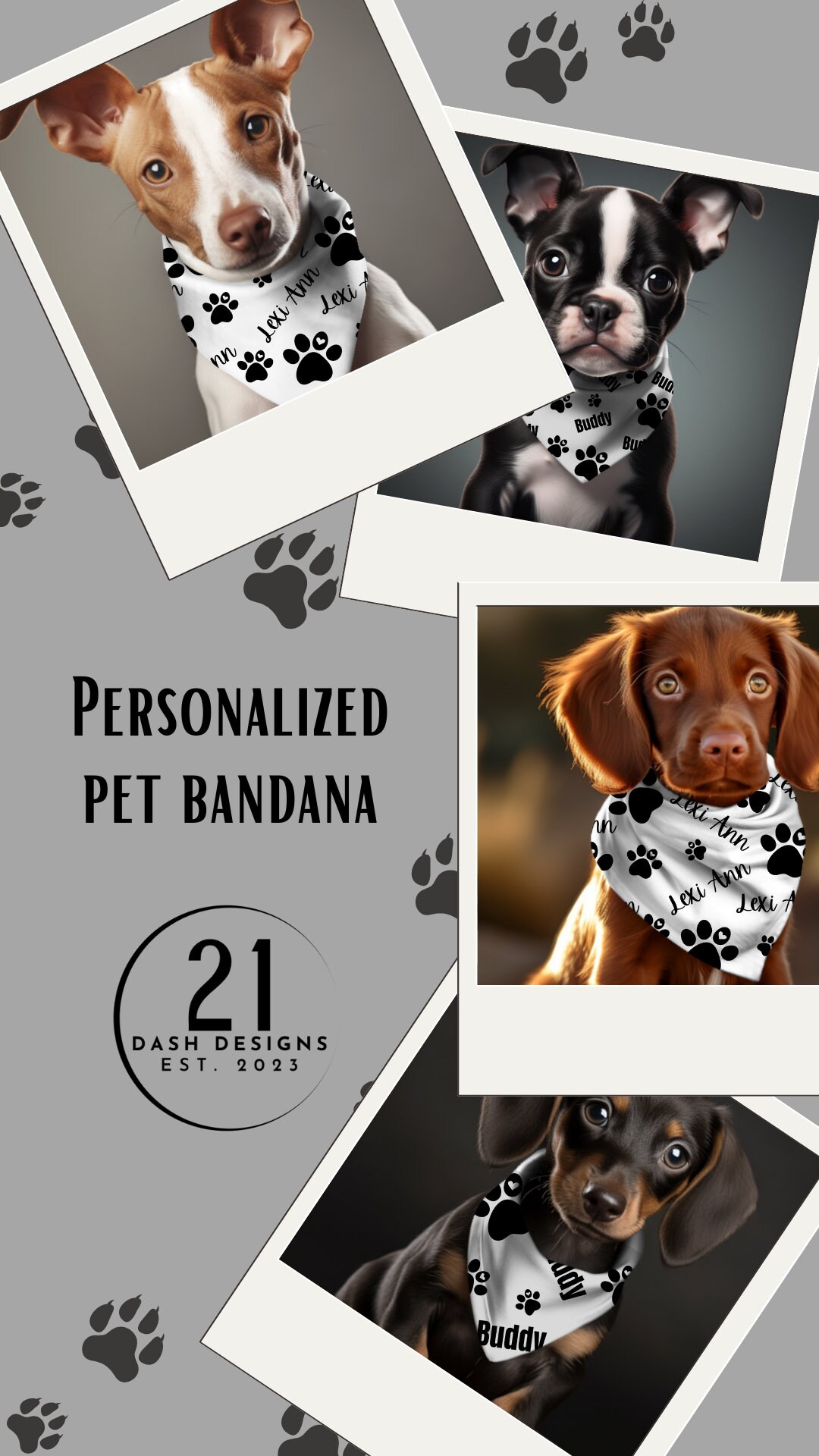 Custom Dog Bandana Personalized Tie on Dog Scarf Dog Supplies New Puppy ...
