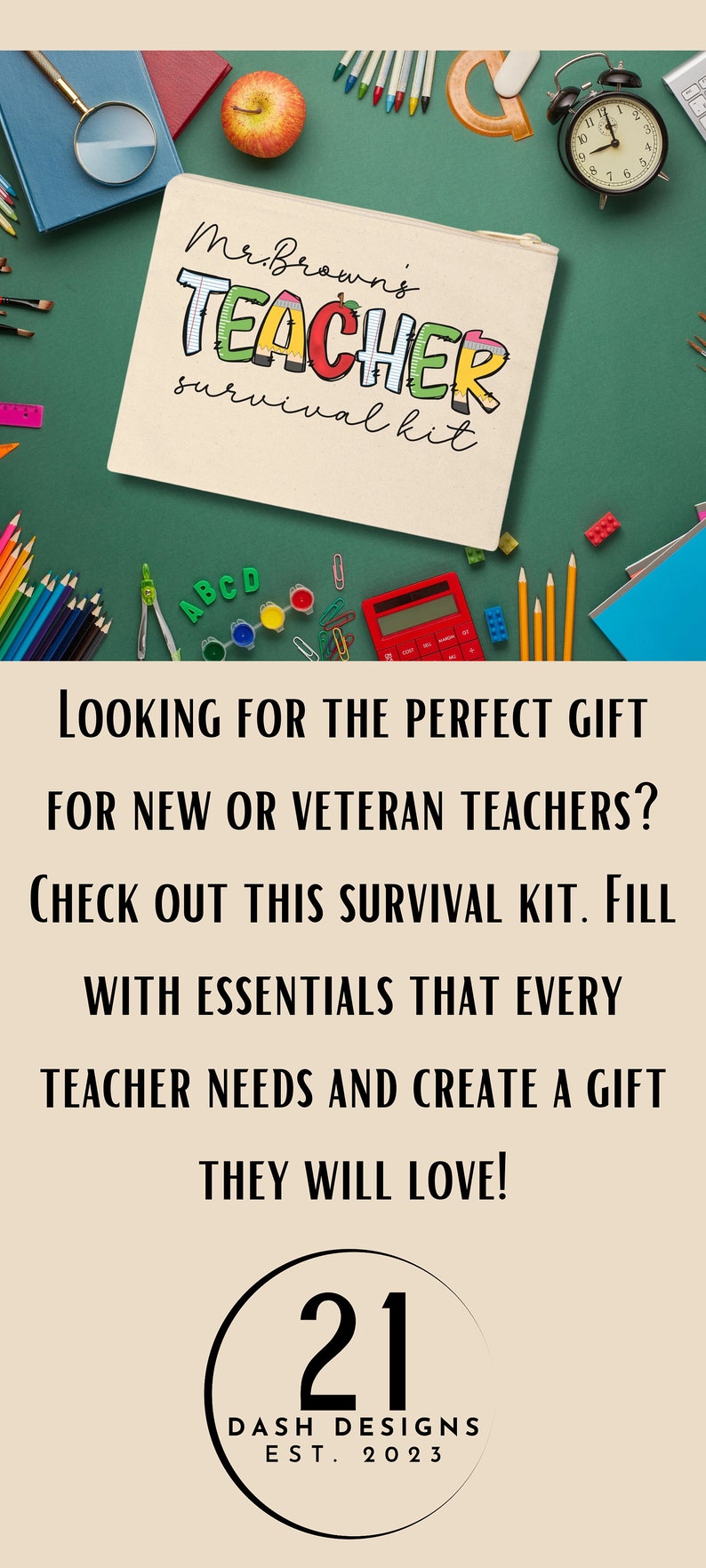 Custom Teacher Survival Kit Personalized Name Teacher Bag Teacher ...
