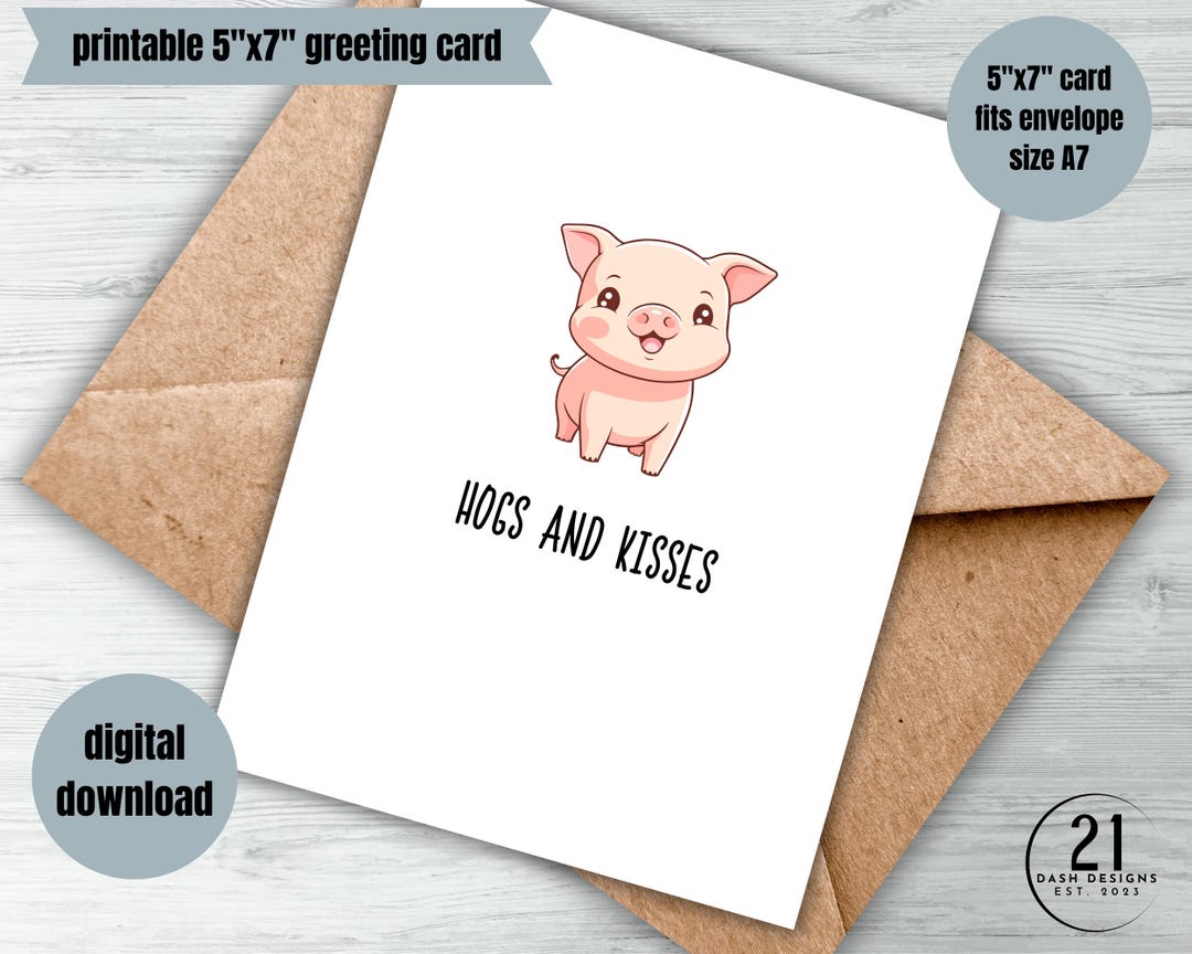 Hugs and Kisses Digital Download Hogs and Kisses Punny Instant Access ...