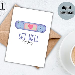 Get Well Soon Digital Card Thinking of You Instant Download Cute ...