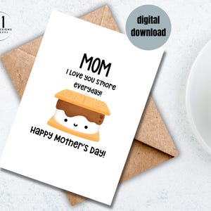 Printable S'more Mother's Day Card Digital "mom I Love You Smore ...