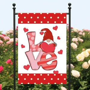 Cute Gnome Valentines Day House and Garden Banner Love Garden Decor ...