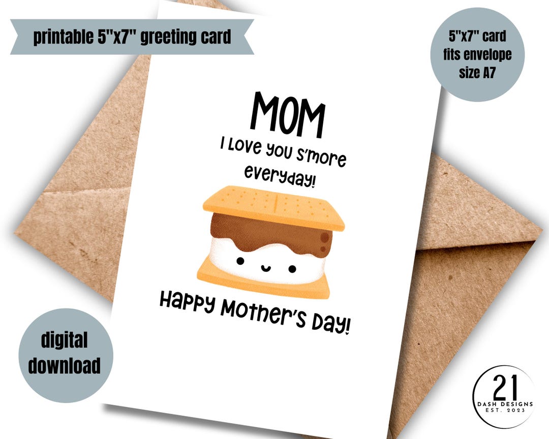 Printable S'more Mother's Day Card Digital "mom I Love You Smore ...
