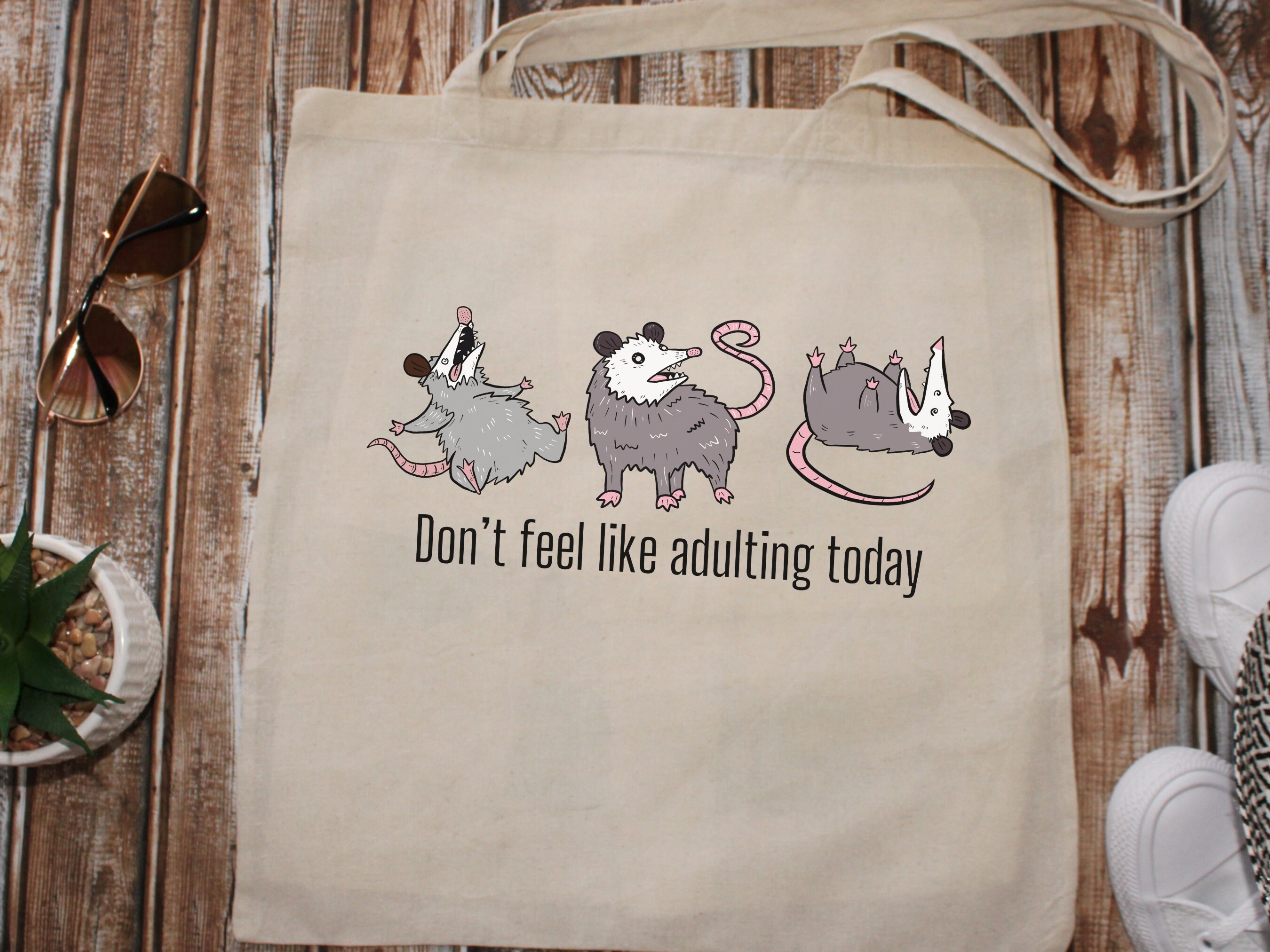 Opossum Tote Adulting Today Cute Possum Bag Funny Opossum Carryall ...