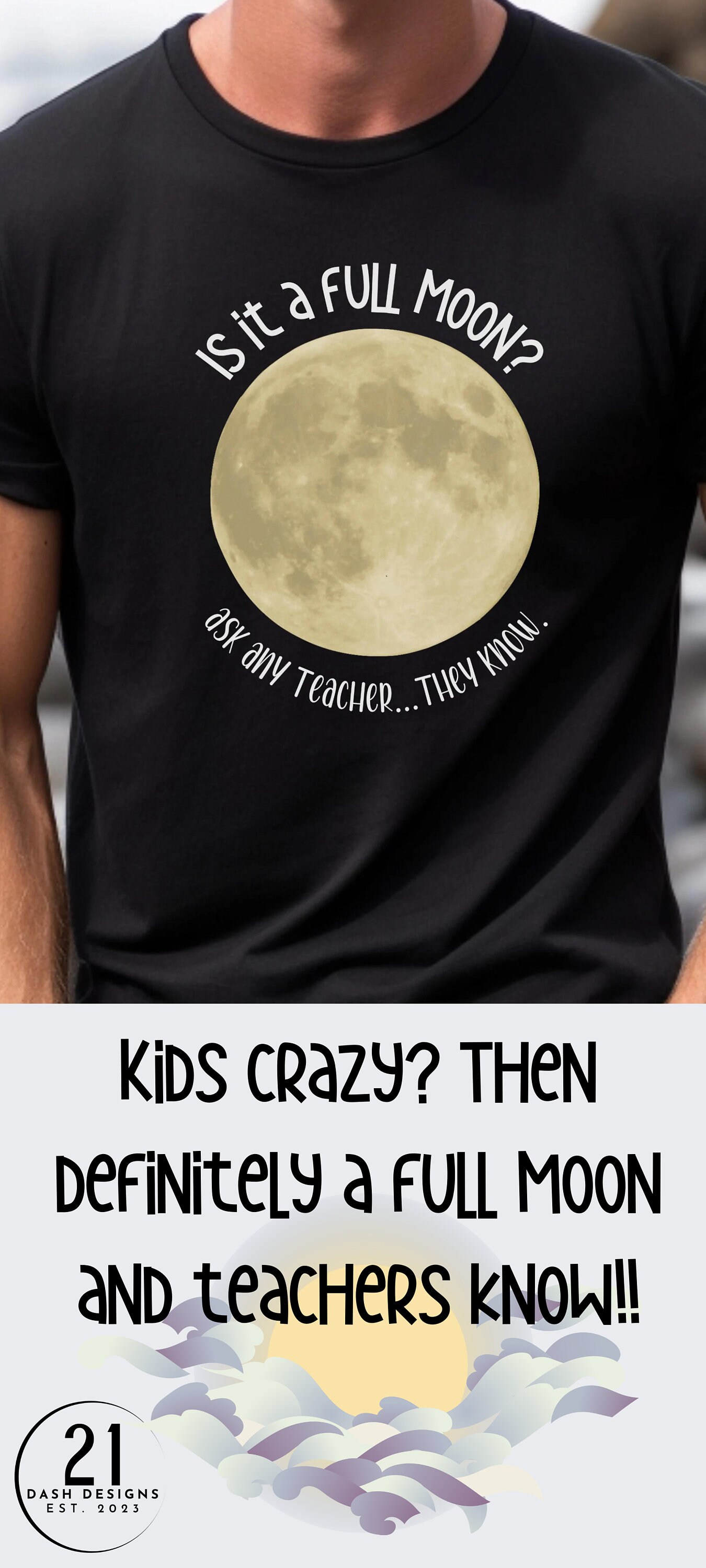 Funny Teacher Shirt Funny Full Moon Teacher Shirt Gift Idea Back to ...