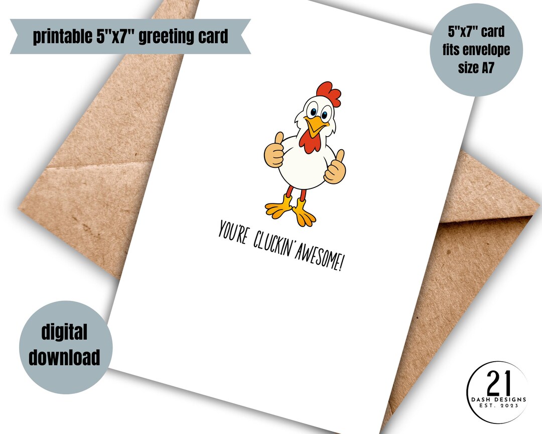 Digital Encouragement Card Punny Chicken Lover Greeting Positive Good ...