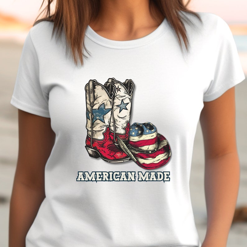 Cowboy Hat and Boots 4th of July Tshirt Patriotic Wester Shirt 4th of ...