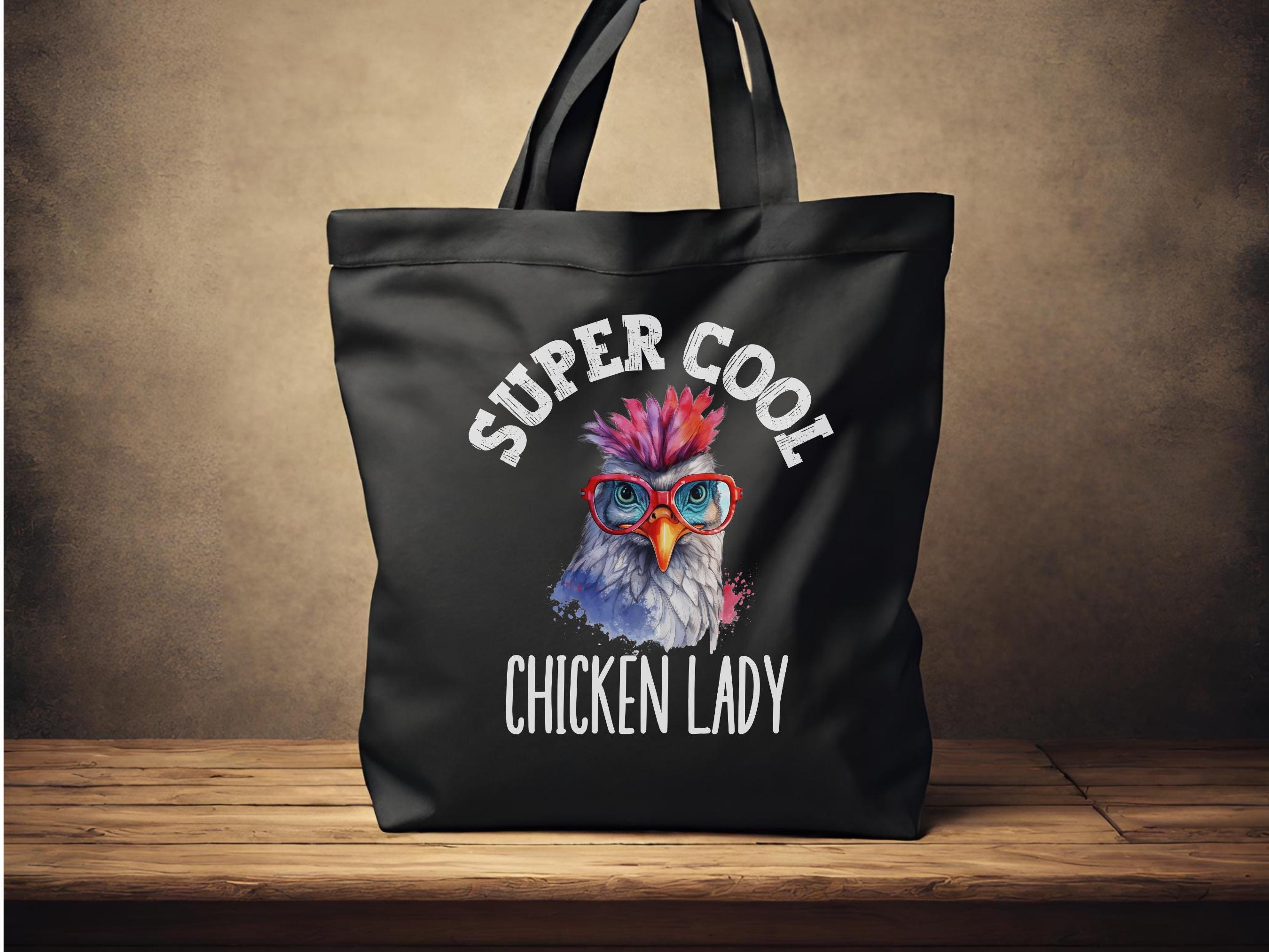 Funny Chicken Lady Tote Bag: Cute Chicken With Glasses - Etsy
