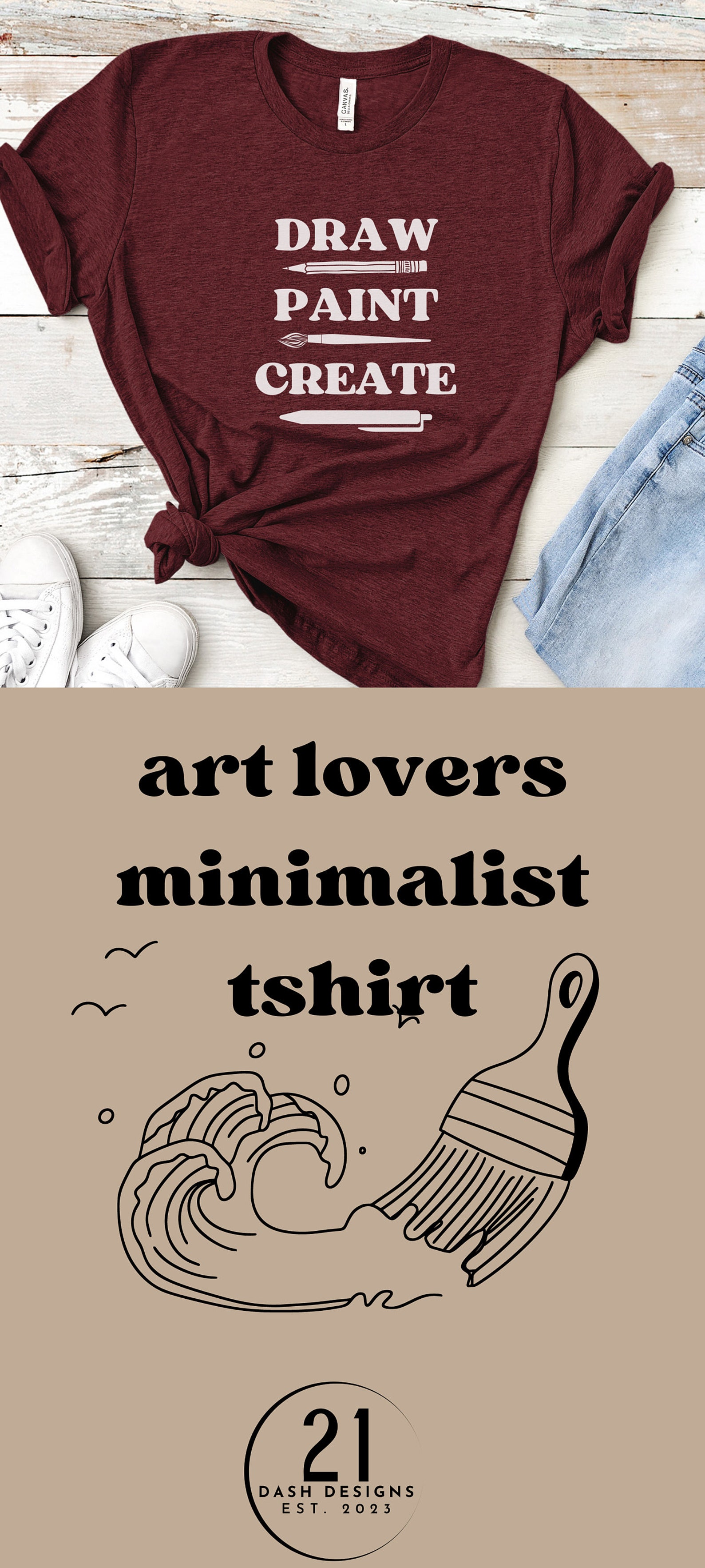 Draw Paint Create Shirt Minimalist Artist Tshirt Art Teacher Back to ...