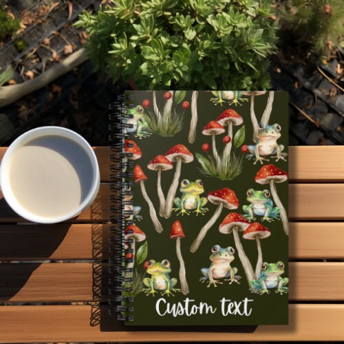 Personalized Frog and Mushroom Spiral Notebook Custom Journal Nature ...