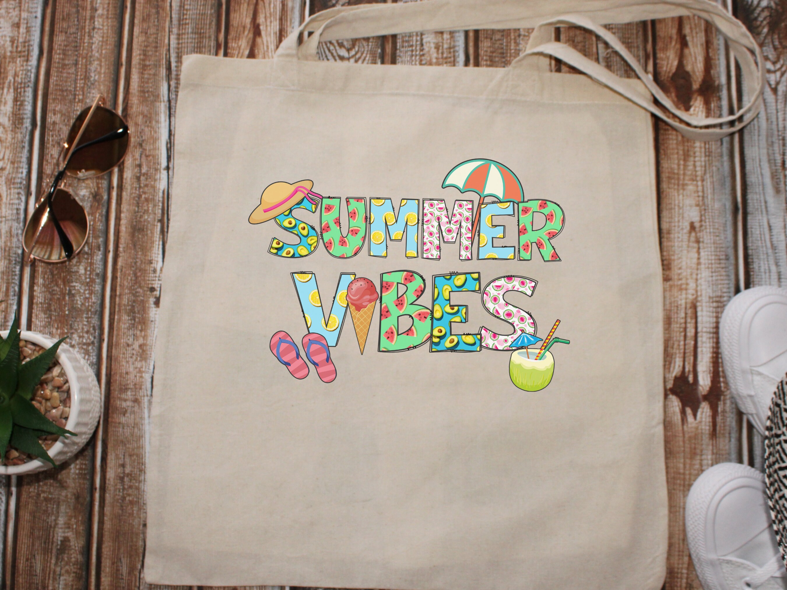 Summer Vibes Tote Bag Summer Gift for Women Teacher End of Year Gift ...