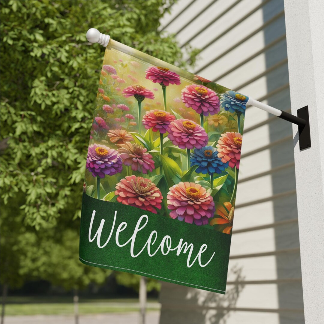 Floral Welcome Garden Banner, Spring Wildflower Decor - Etsy