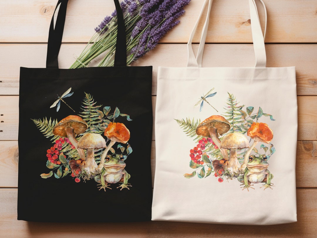 Cottagecore Canvas Bag Botanical Carry All Goblincore Fairycore Frog ...