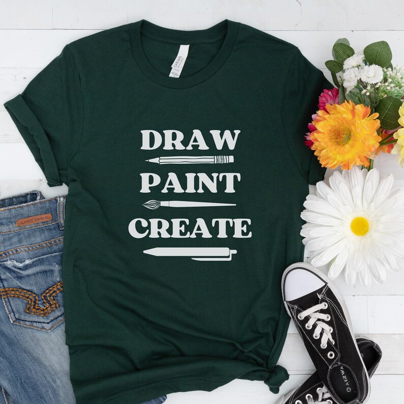 Draw Paint Create Shirt Minimalist Artist Tshirt Art Teacher Back to ...