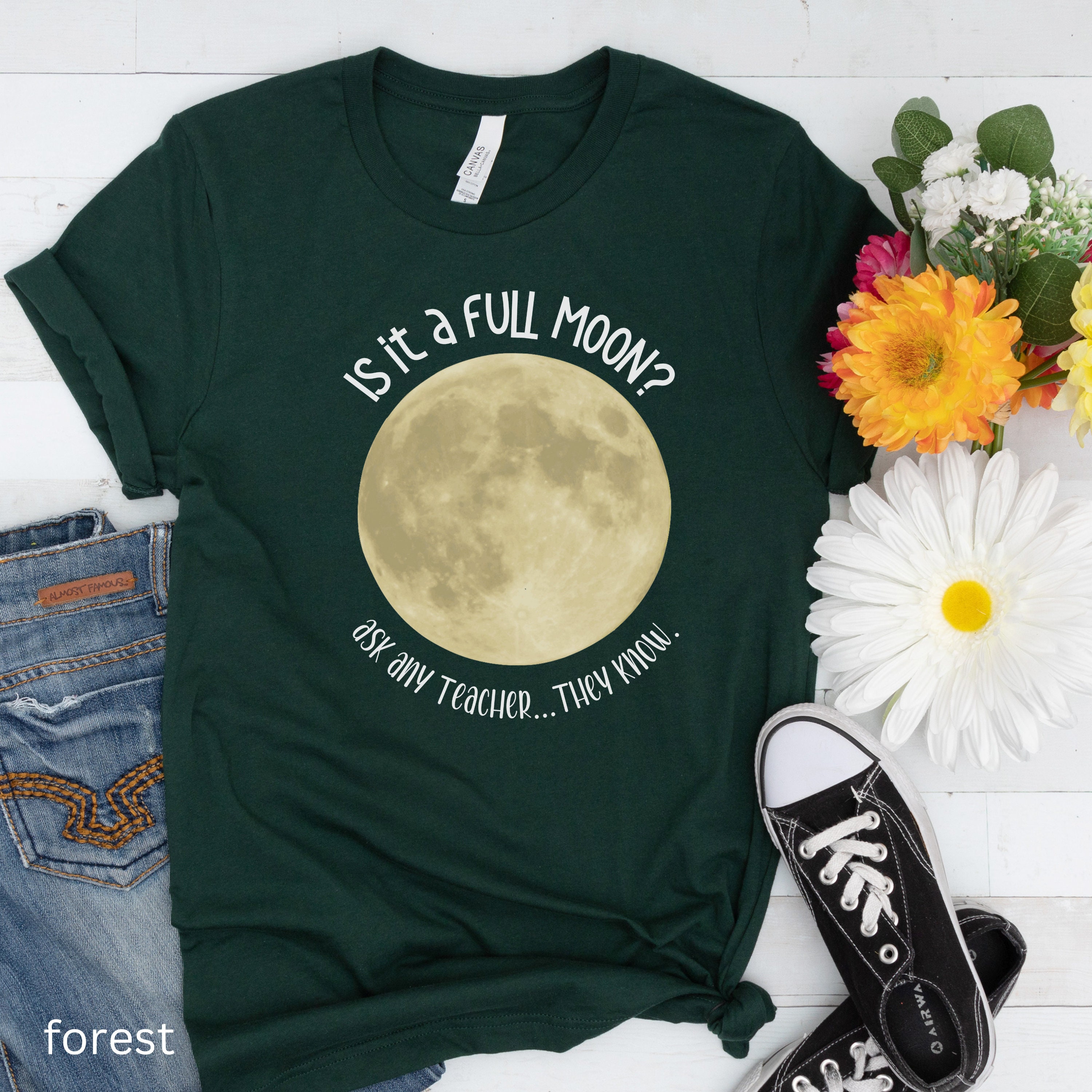 Funny Teacher Shirt Funny Full Moon Teacher Shirt Gift Idea Back to ...