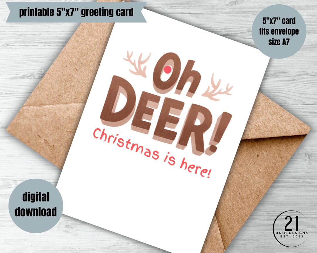 Instant Download Cute Holiday Greeting "oh Deer Christmas is Here ...