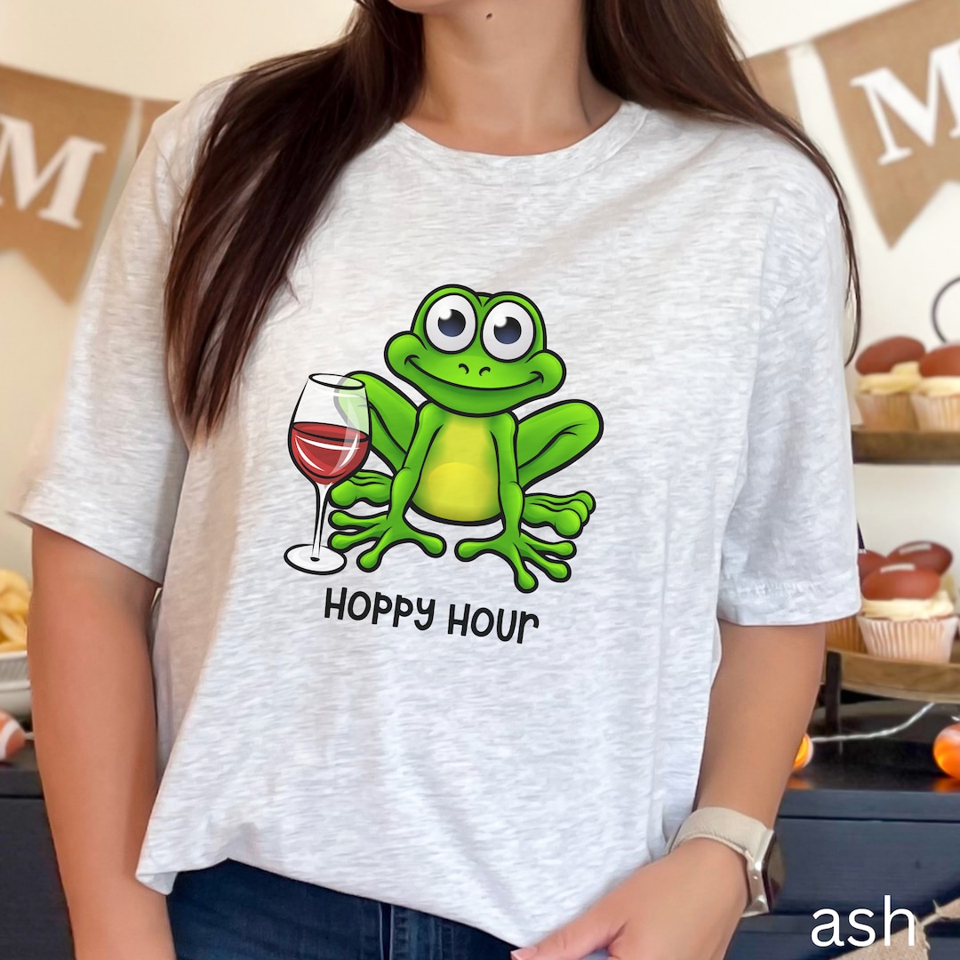 Wine Lovers Tshirt Hoppy Hour Frog Lovers Shirt Happy Hour Wine Lovers ...