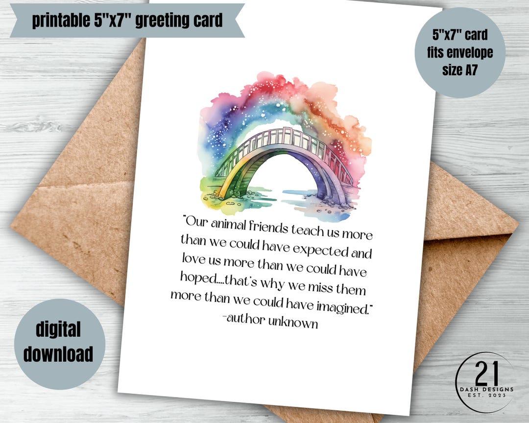 Digital Condolence Card for Pet Loss Printable Rainbow Bridge Sympathy ...