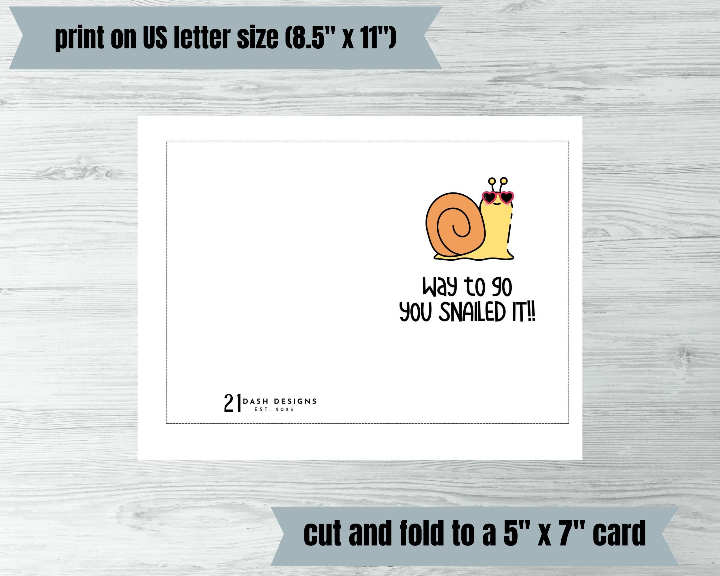 Punny Snailed It Congratulations Card, Graduation, Celebration (digital ...