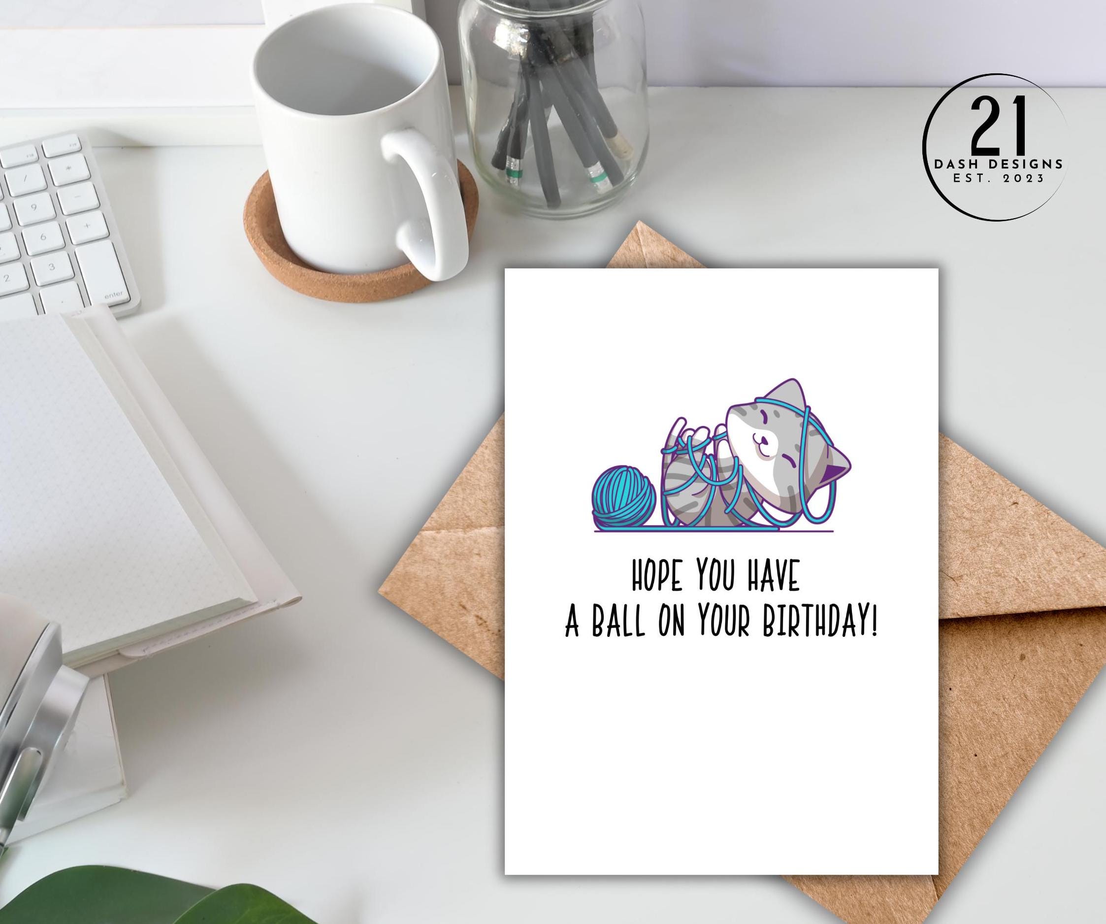 Printable Birthday Card Digital Download Birthday Card Cat Lovers ...