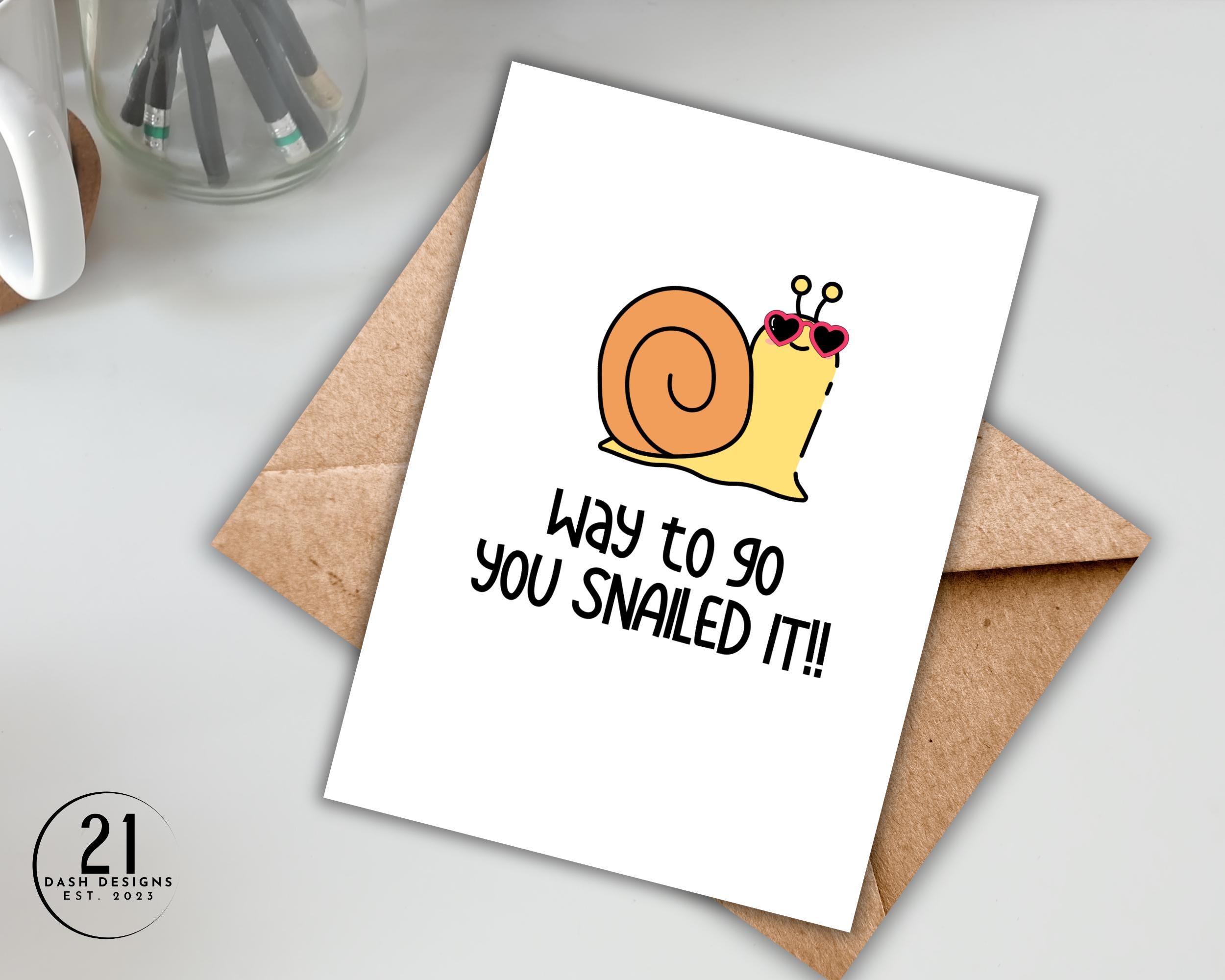 Punny Snailed It Congratulations Card, Graduation, Celebration (digital ...