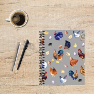 Chicken Pattern Spiral Notebook: Farmhouse Cottagecore Journal - Etsy